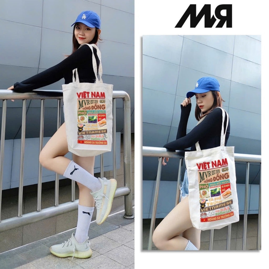TÚI TOTE MVR - IN HƠN 63 TỈNH THÀNH / THEO YÊU CẦU - ĐEN/ TRẮNG – MVR VN